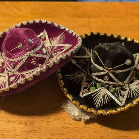 Accents | Velvet Embroidered Sequin Mini Sombrero Mariachi Hat Decor ...